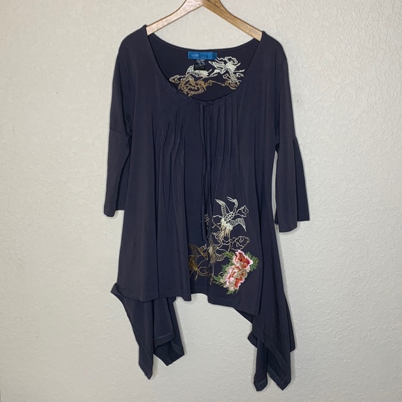 Urban Mango | Tops | Urban Mango Embroidered Tunic Dark Grey | Poshmark